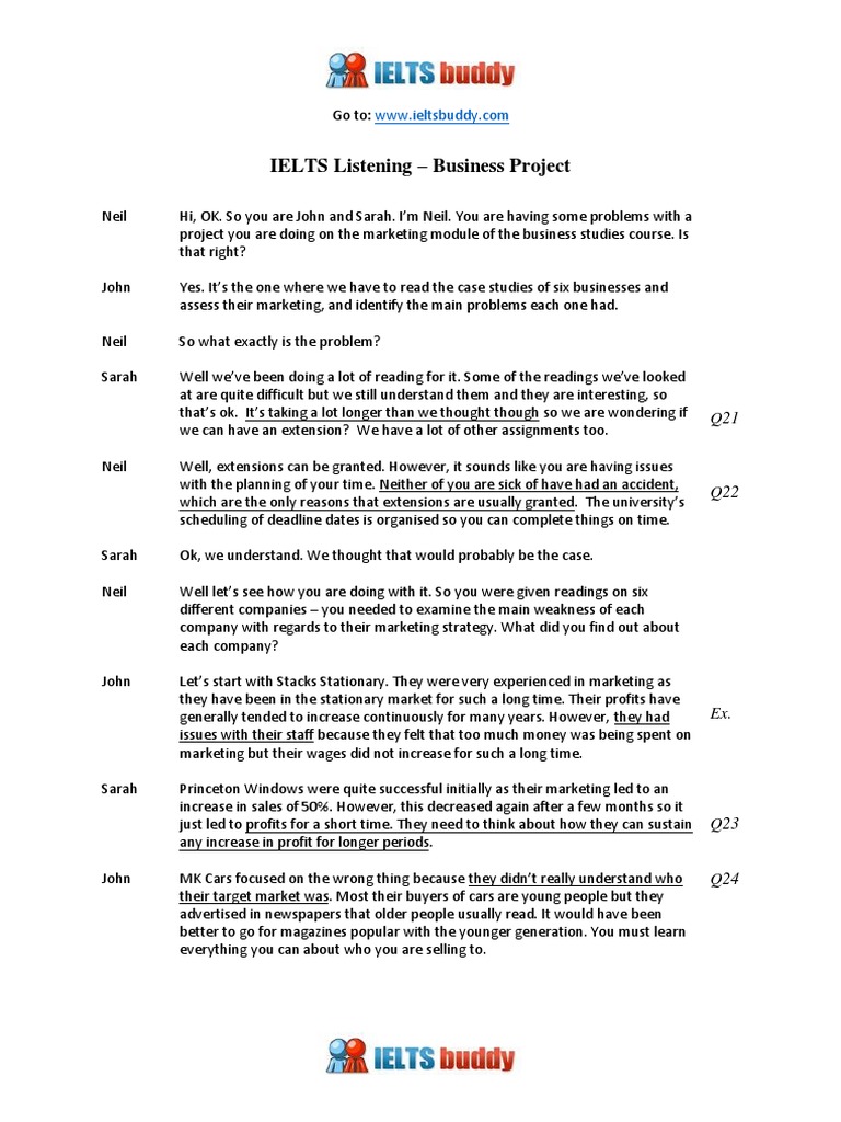 Business Project Transcript | PDF | Sales | Marketing