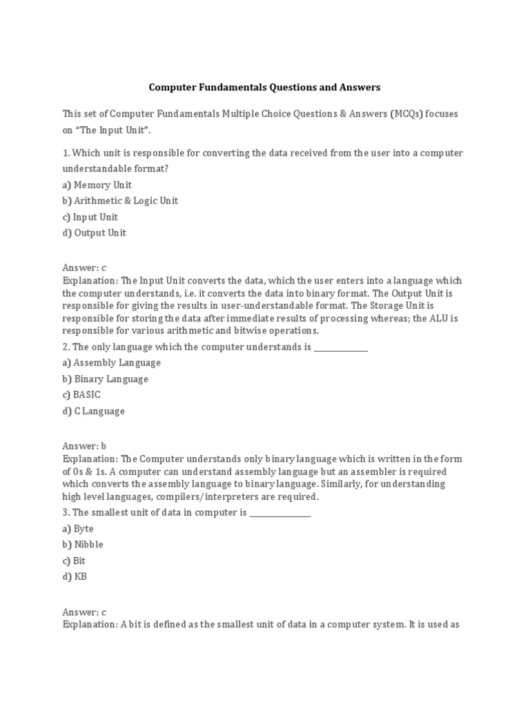 Computer Fundamentals MCQs on Input and Output Units | PDF | Computer Monitor | Bit