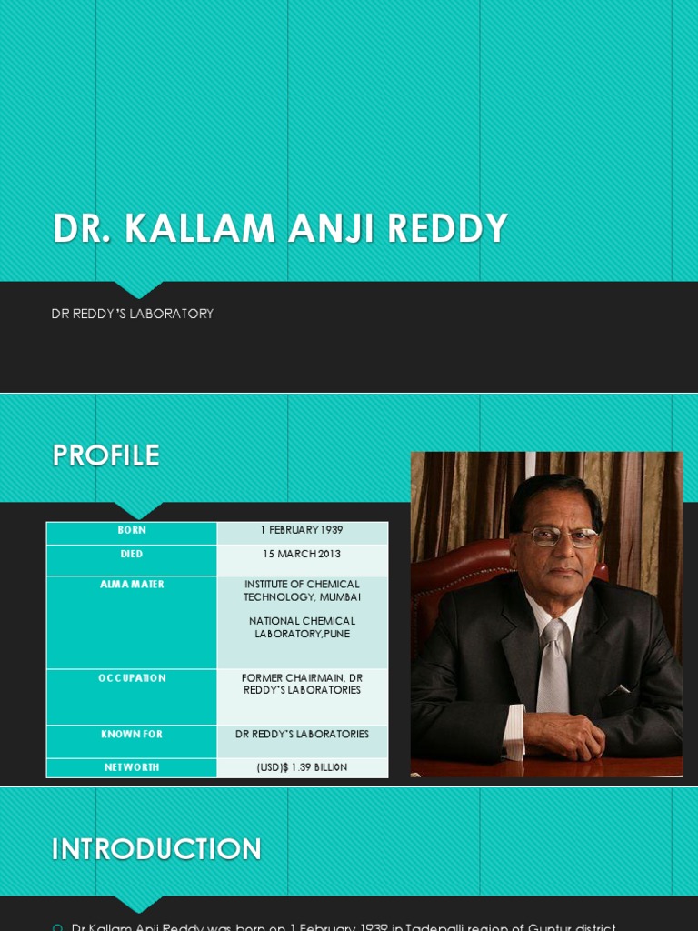 Dr. Kallam Anji Reddy Biography | PDF | Economies | Pharmaceutical