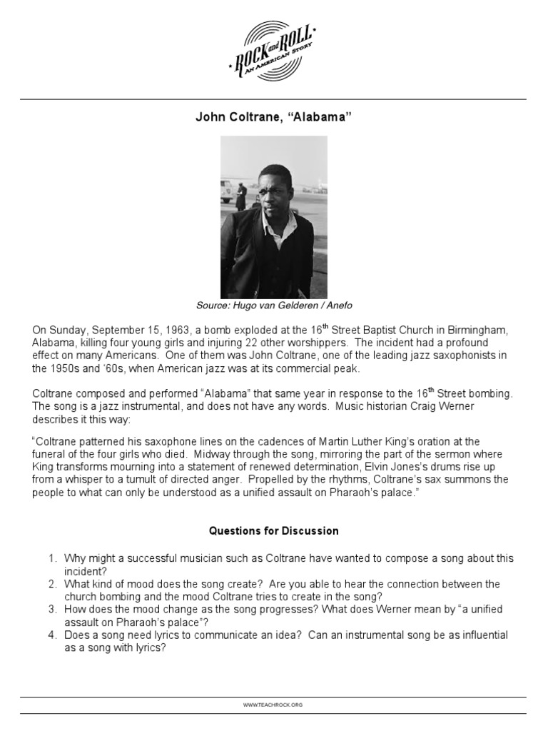 John Coltrane, "Alabama": Source: Hugo Van Gelderen / Anefo | PDF