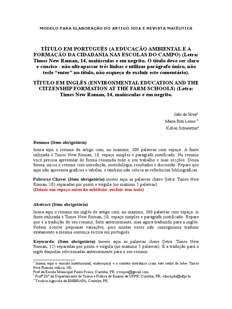 Modelo de Paper | PDF | Metodologia | Caixa alta e caixa baixa