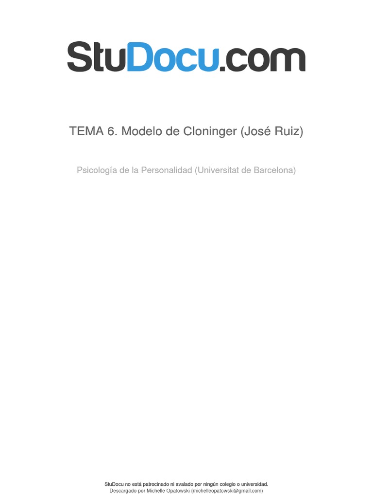 Tema 6 Modelo de Cloninger Jose Ruiz | PDF | Temperamento | Memoria