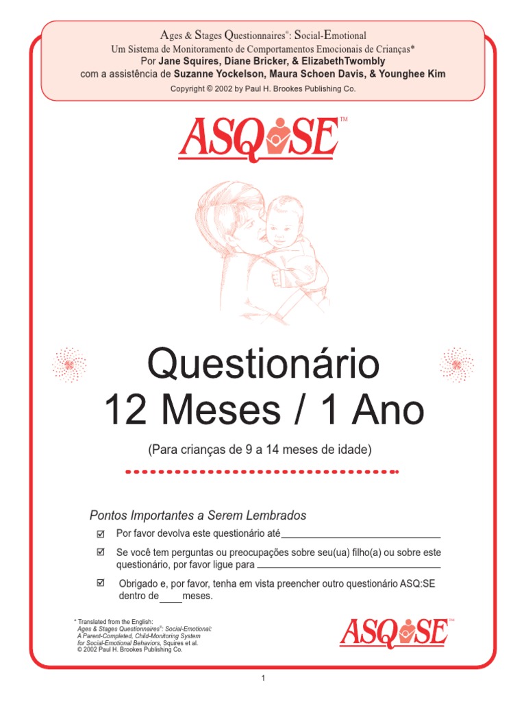 ASQ 12 Meses | PDF | Autoajuda | Bem-estar
