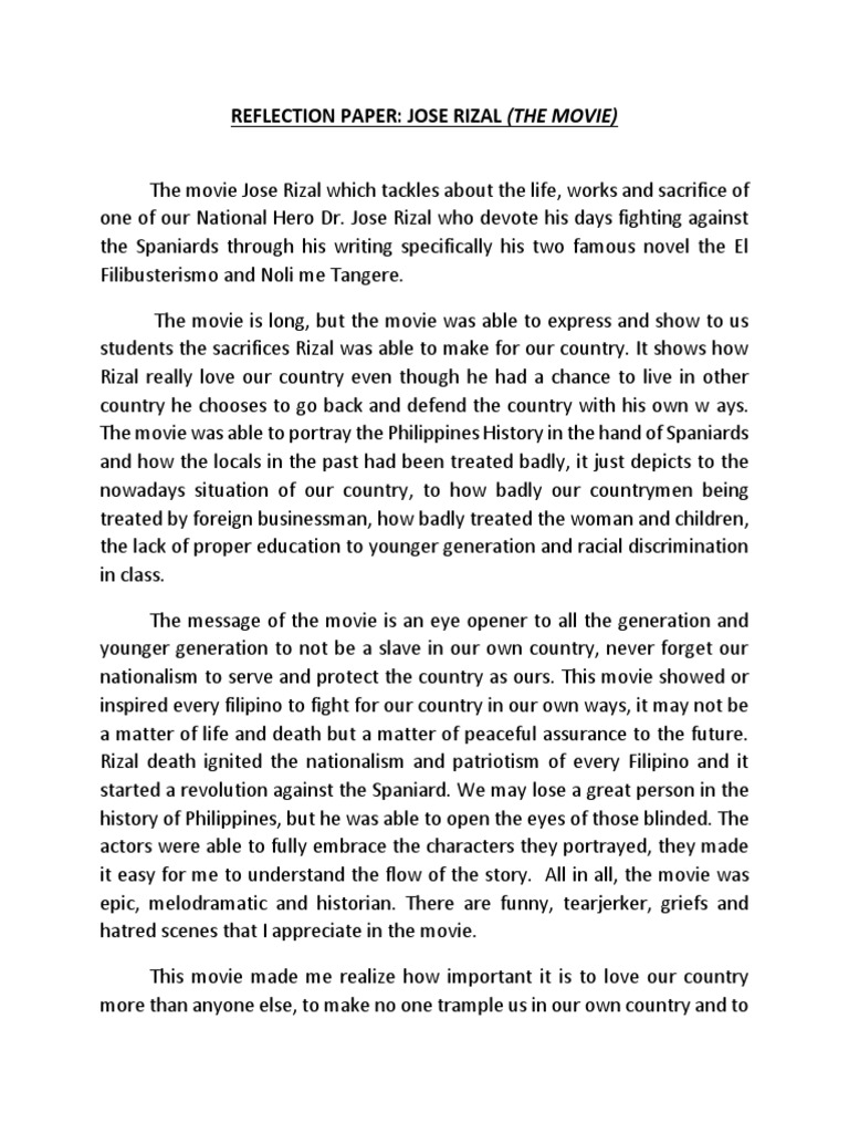 Rizal Reflection Paper | PDF