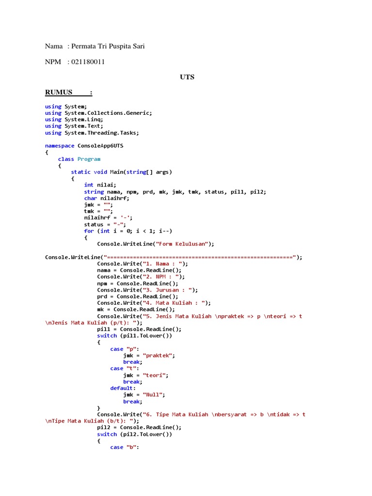 Rumus C# | PDF