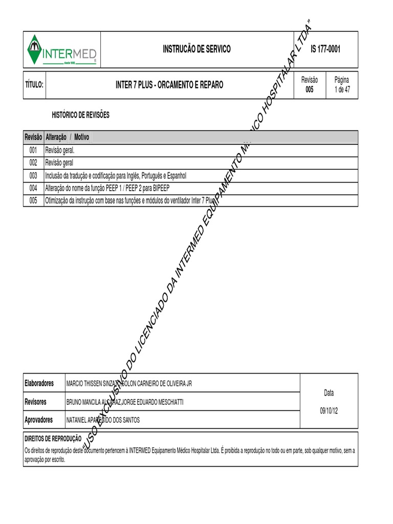 IS - Instruçao de Orçamento e Reparo - Inter 7 Plus - COD 177.0001 ...