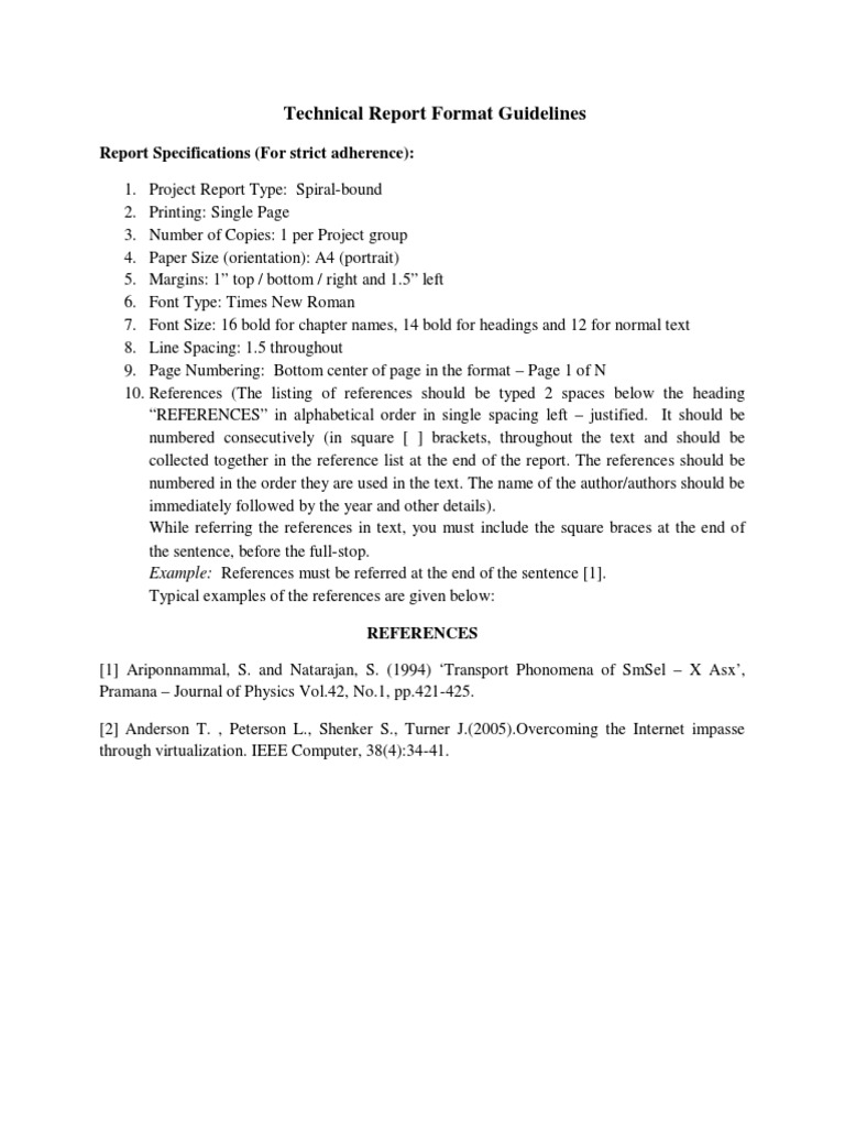 Technical Report Guidelines | PDF