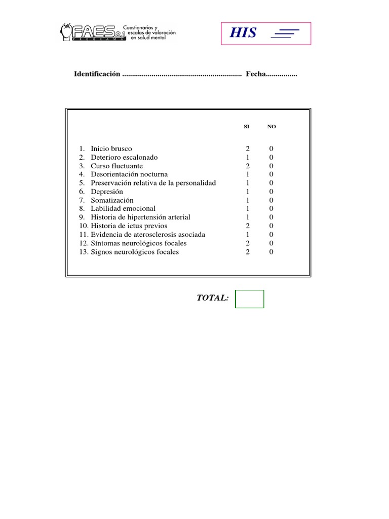 Escala de Isquemia de Hachinski | PDF