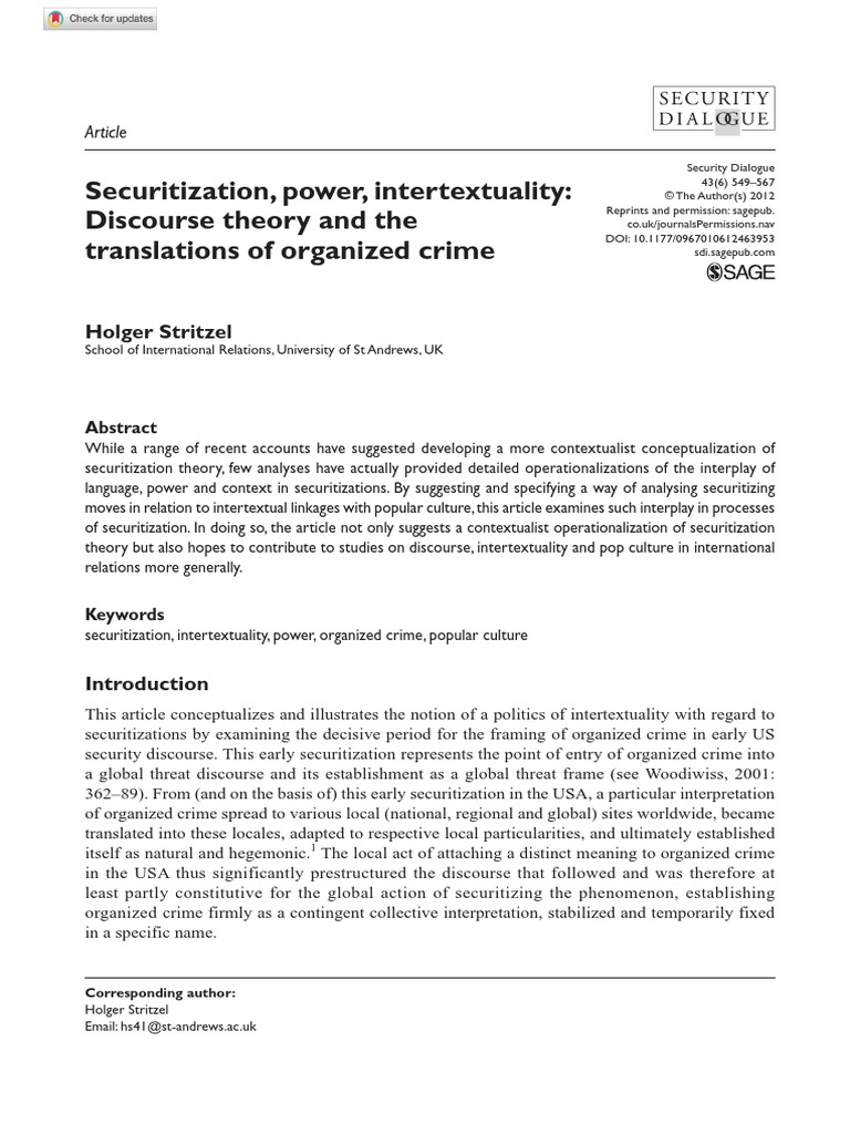 Securitization, Power, Intertextuality | PDF | Intertextuality | Discourse