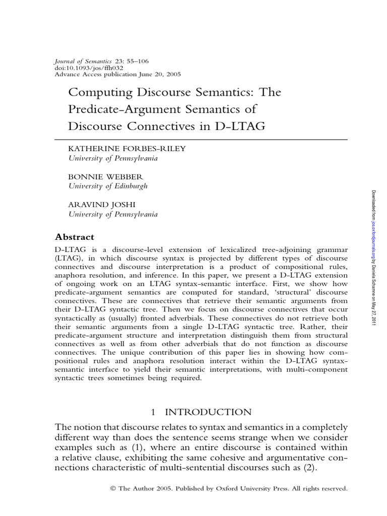 J Semantics 2006 Forbes Riley 55 106 | PDF | Clause | Semantics