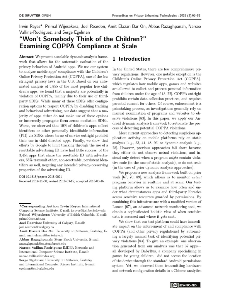 COPPA Compliance at Scale | PDF | Mobile App | Android (Operating System)