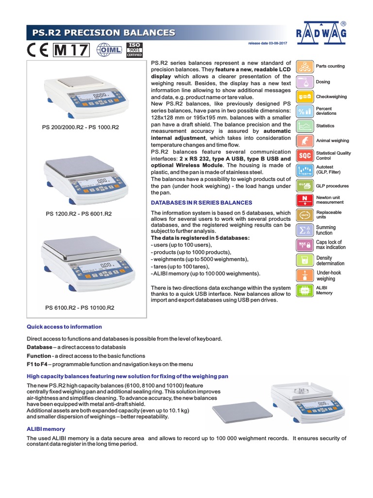 Radwag Ps r2 | PDF | Usb | Accuracy And Precision