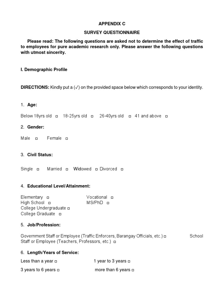 Revised Survey Questionnaire | PDF | Traffic Congestion | Traffic
