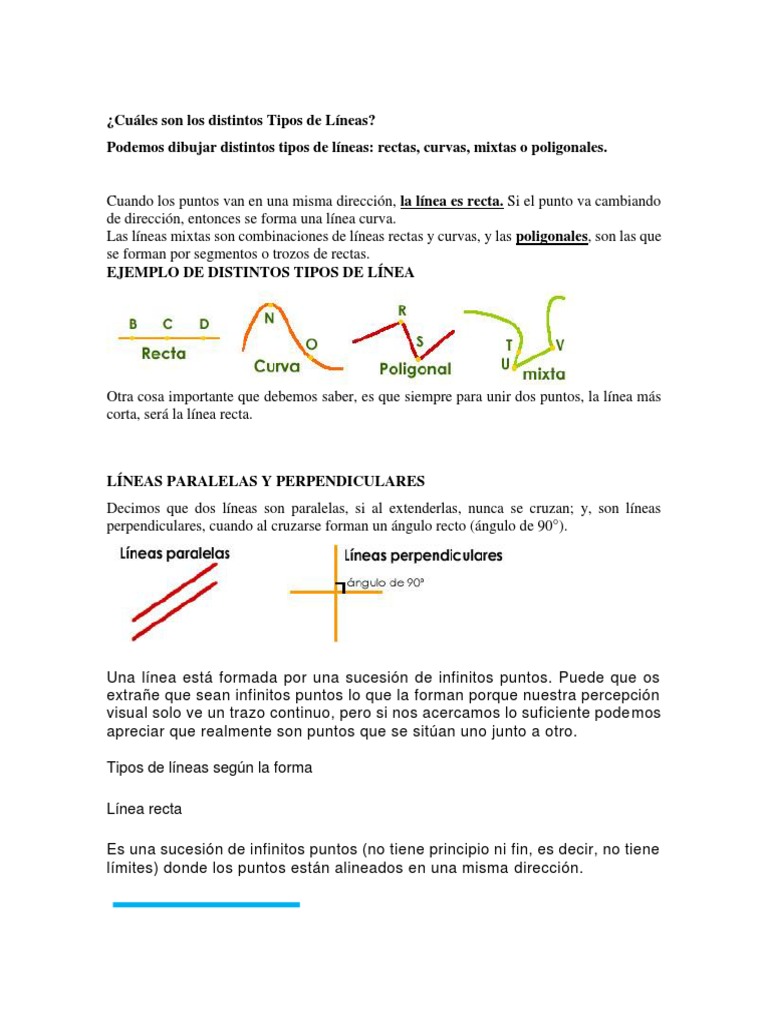 Tipos de Líneas: Definición y Ejemplos | PDF | Curva | Línea (geometría)