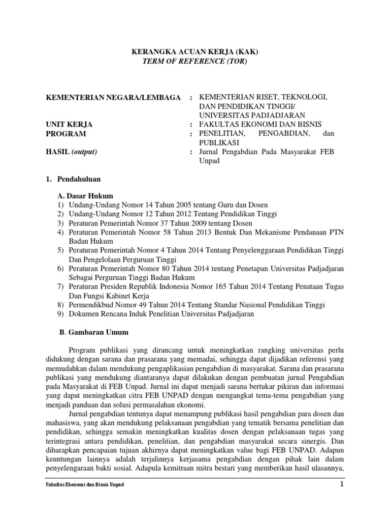 Contoh Draft TOR | PDF