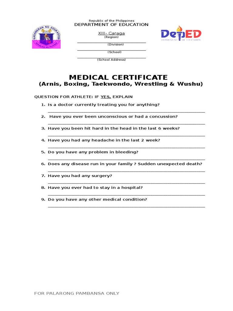 MedicalCertificate For Combative1 | PDF
