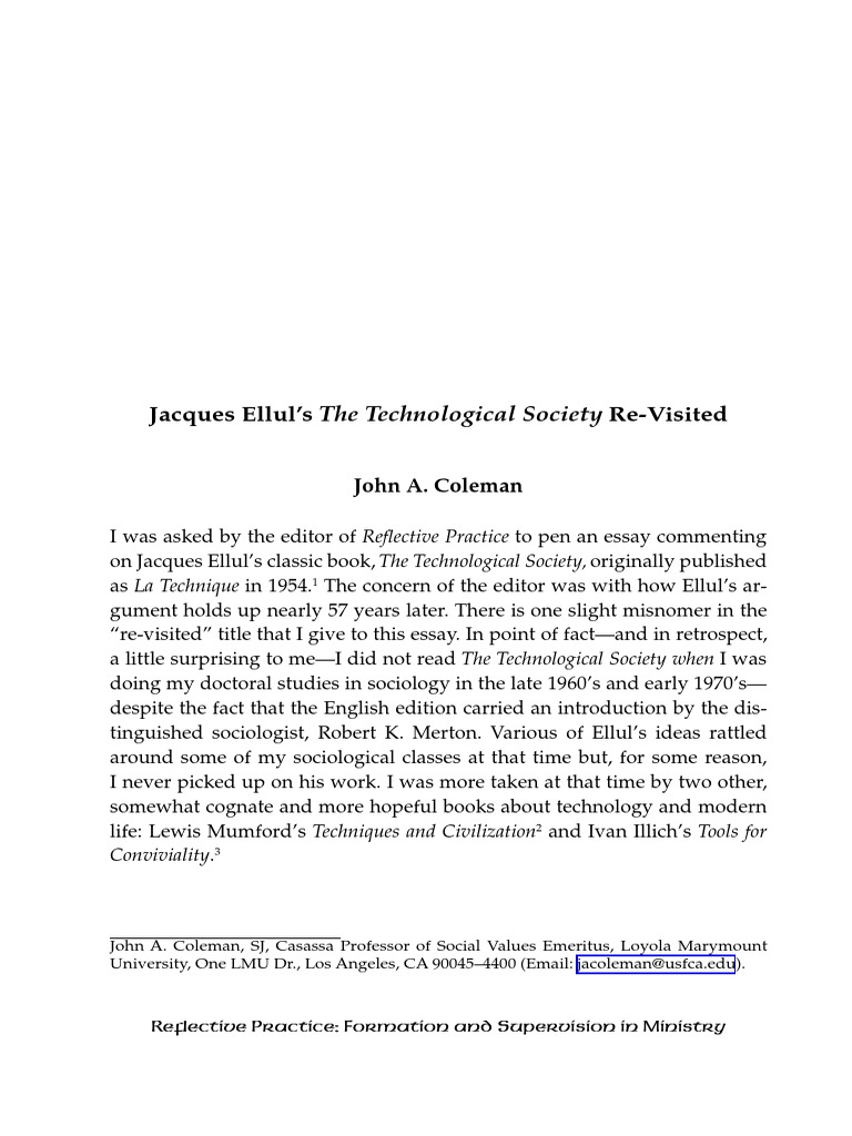 Revisiting Ellul's Technological Society | PDF | Sociology | Mind