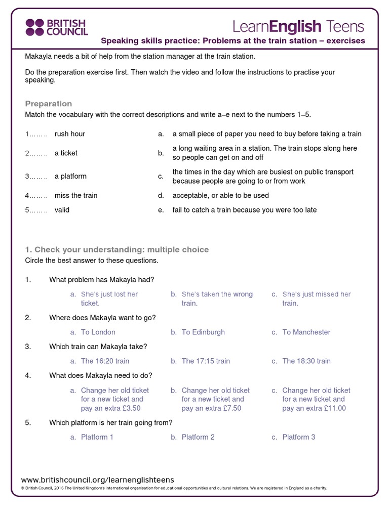 Problems at The Train Station - Exercises | PDF | Train Station | Cognition