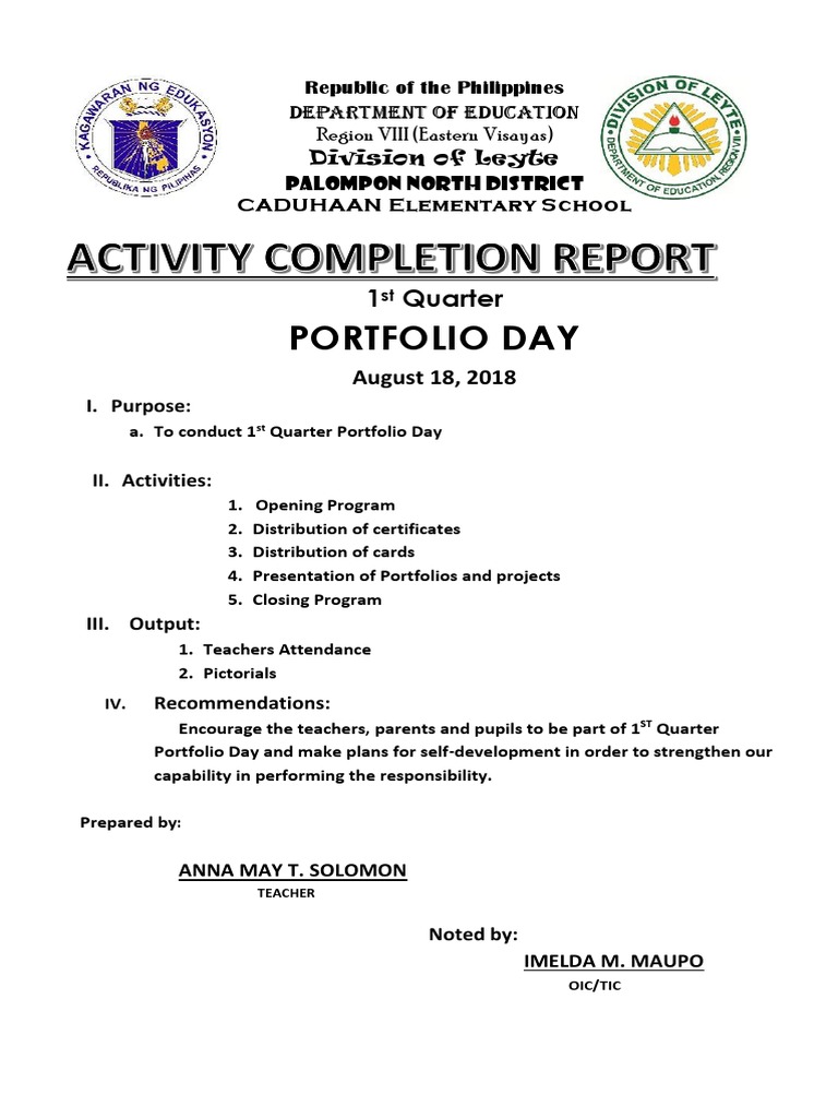 1st Quarter Portfolio Day Report | PDF | Wellness