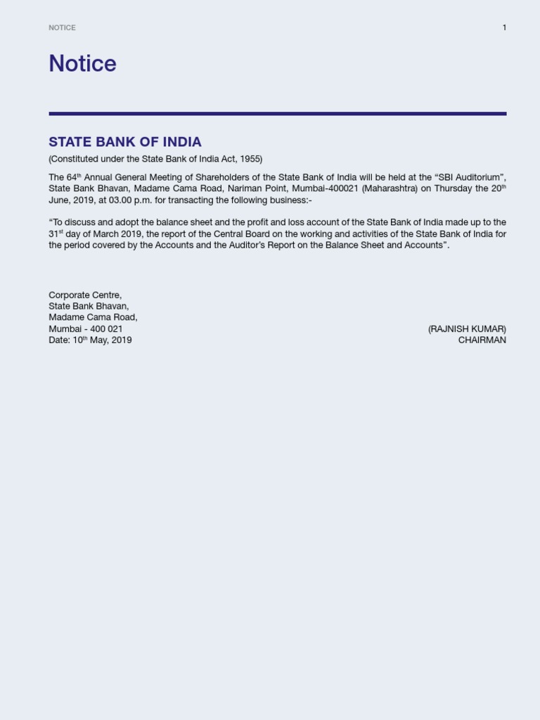 Notice: State Bank of India | PDF