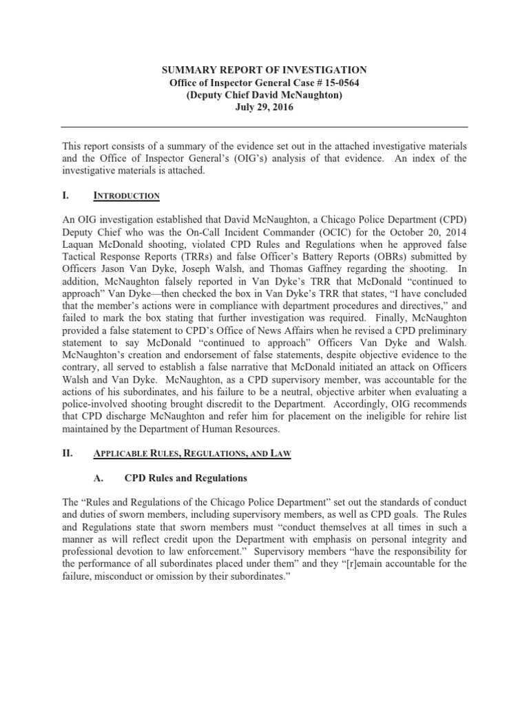 15-0564 - McNaughton Summary Report FINAL | PDF | Chicago Police ...