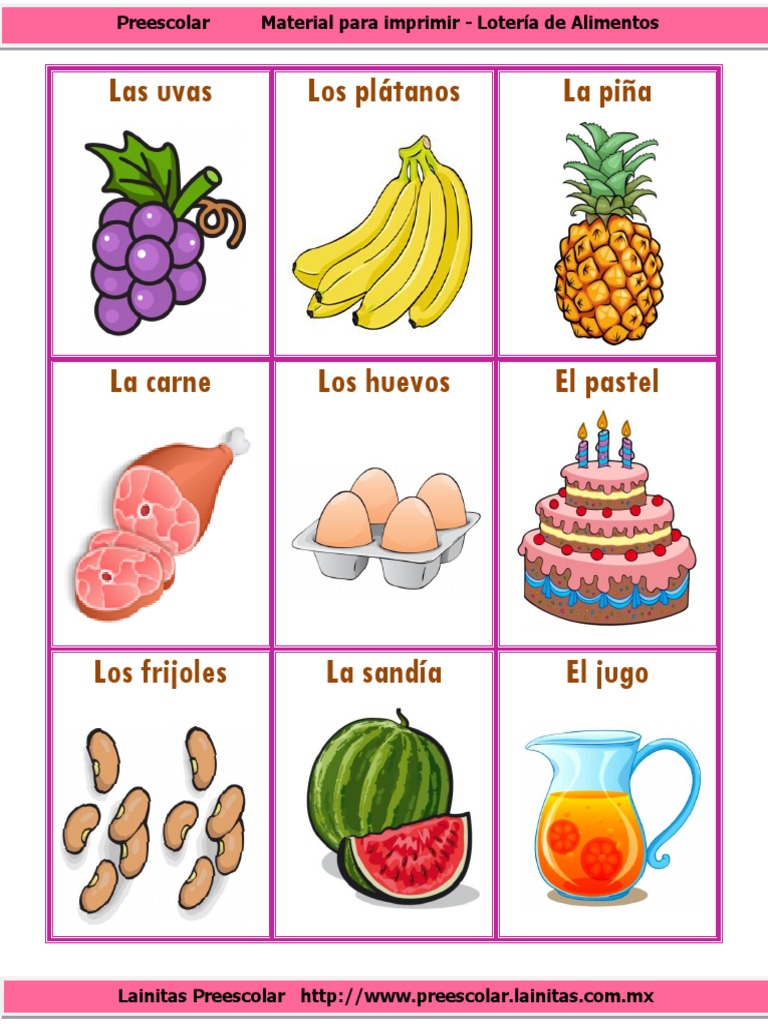 Lotería - Alimentos | PDF | Preparación de comida y bebida | Cocina