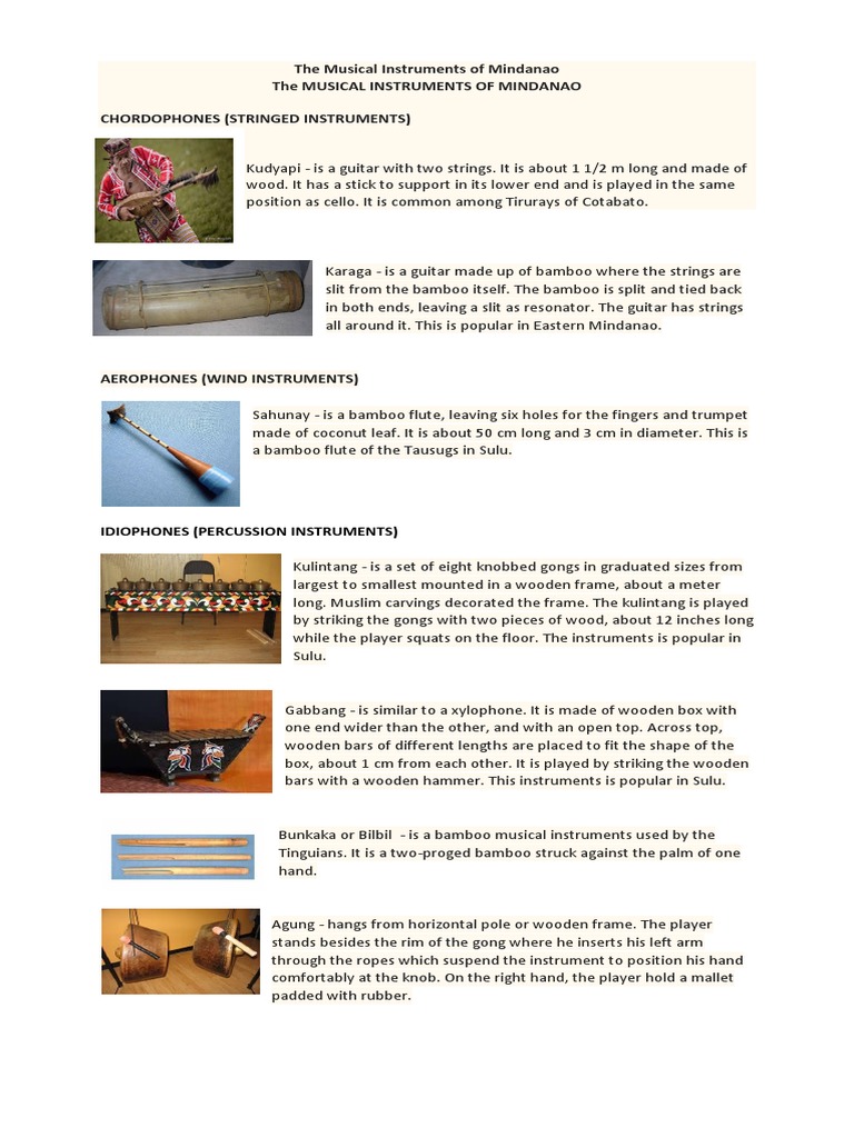 Musical Instruments of Mindanao | PDF | Musical Instruments ...