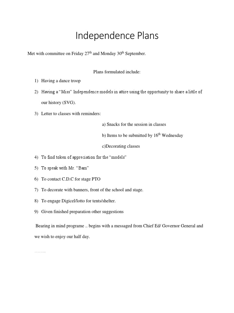 Independence Plans: TH TH | PDF