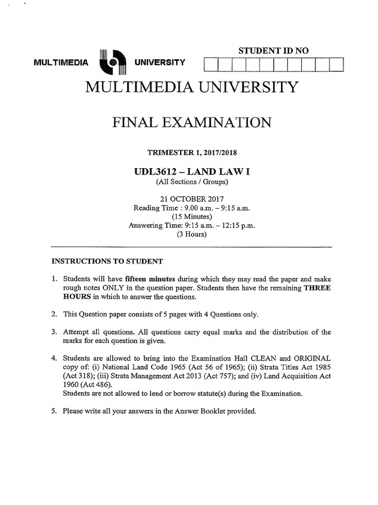 MMU Pass Year Exam Paper 2017/2018 | PDF