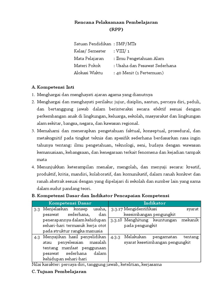 Beny Kelas 8 KD 3.3 RPP Micro Teaching | PDF