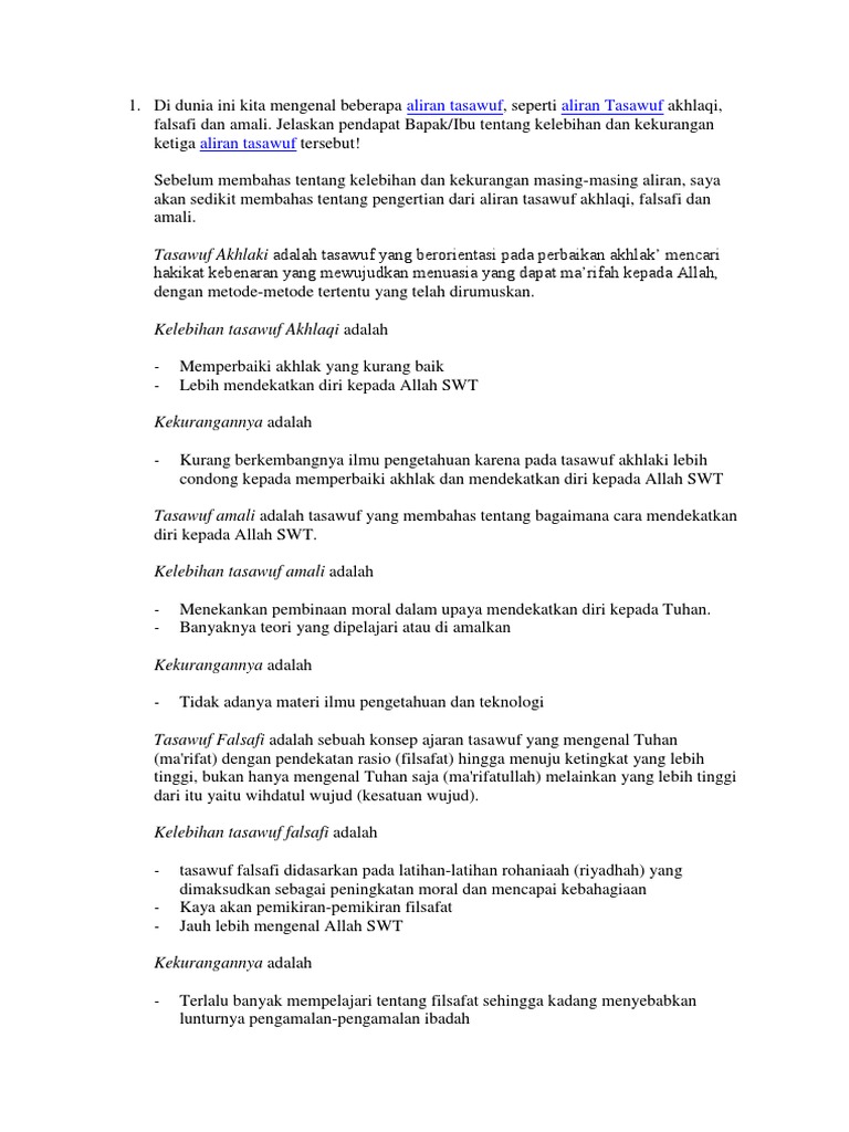 Di Dunia Ini Kita Mengenal Beberapa Aliran Tasawuf | PDF