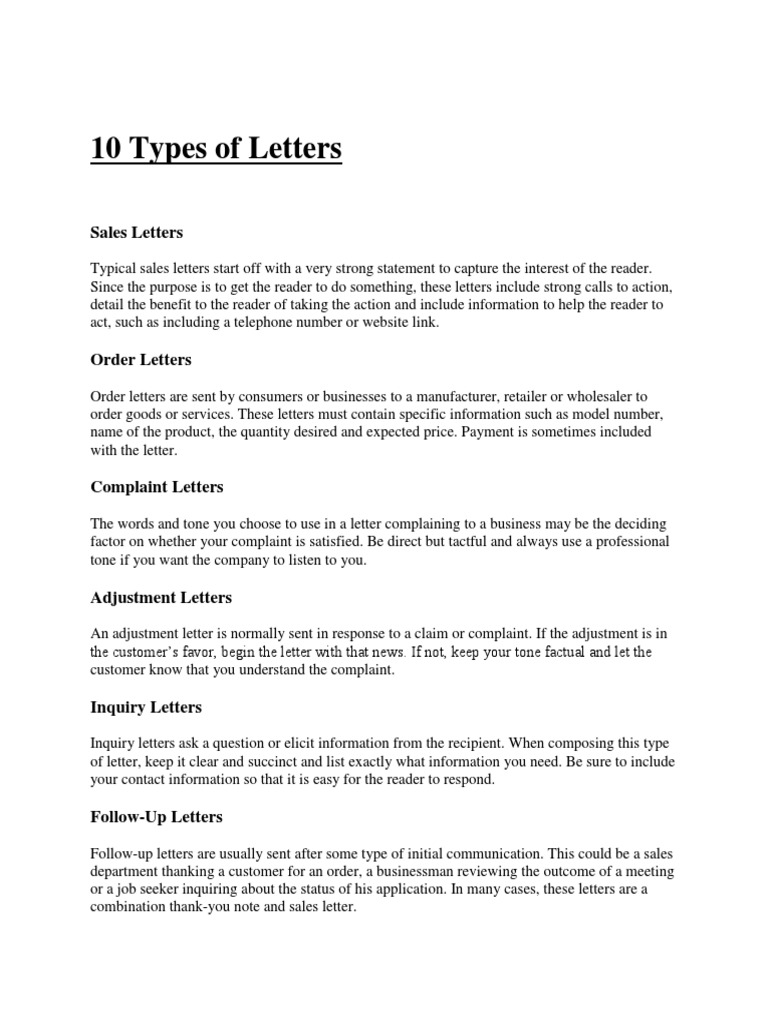 Types Of Letter Format Examples