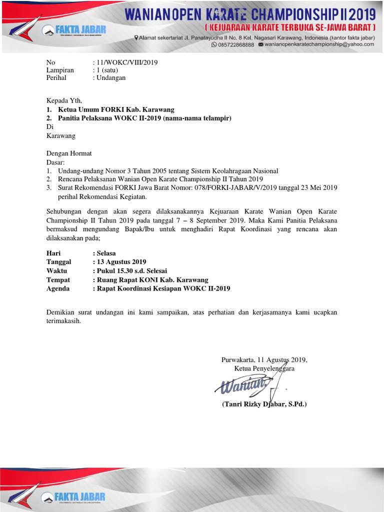 Contoh Undangan Rapat | PDF
