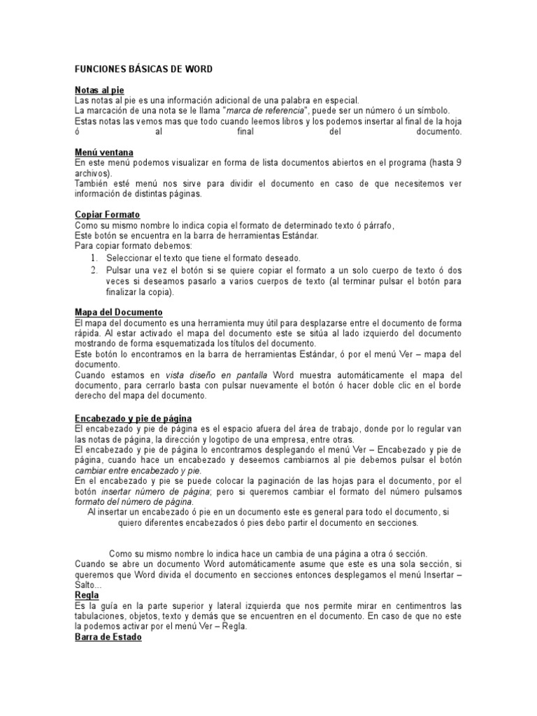 Funciones Básicas de Word | PDF | Microsoft Excel | Hoja de cálculo