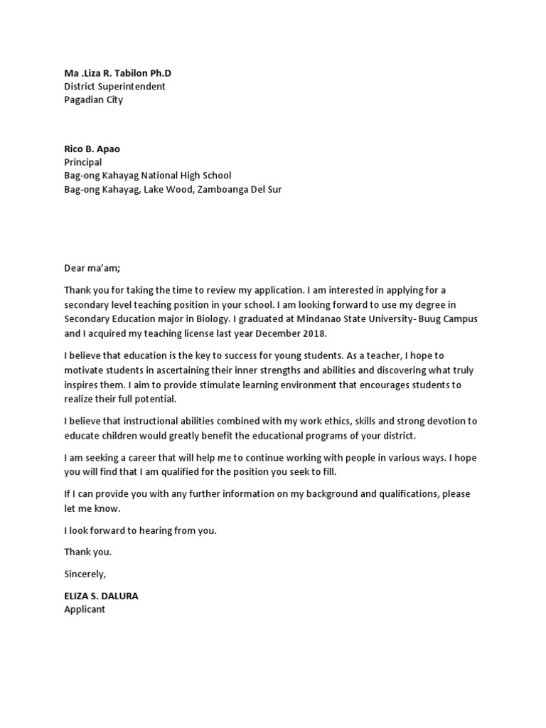 Application Letter For Teacher | PDF | Career & Growth | Self-Improvement