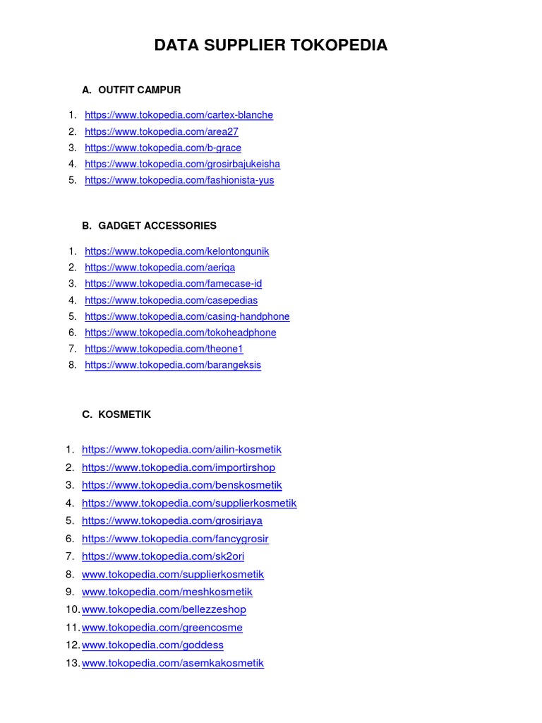 Tokopedia Data Supplier Links | PDF | Business