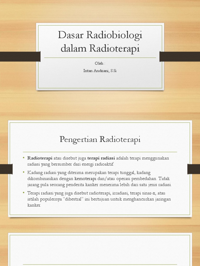 Dasar Radiobiologi Dalam Radioterapi | PDF