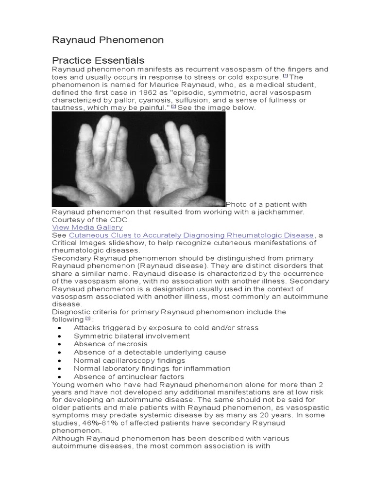 Raynaud Phenomenon | PDF | Immune System Disorders | Health Sciences