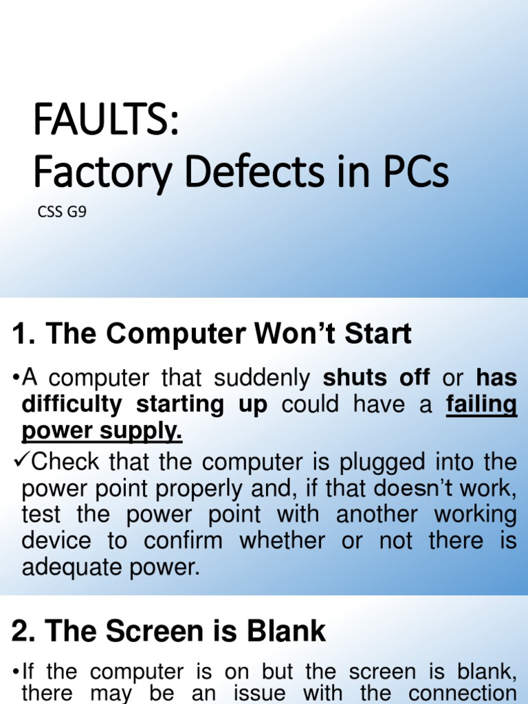 Faults: Factory Defects in PCS: Css G9 | PDF | Spyware | Computer Virus