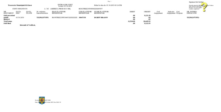 Trezorerie Extras Cont - Sf. Gheor | PDF