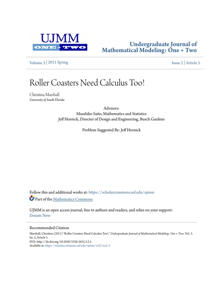 Calculus On Roller Coasters | PDF | Calculus | Physics
