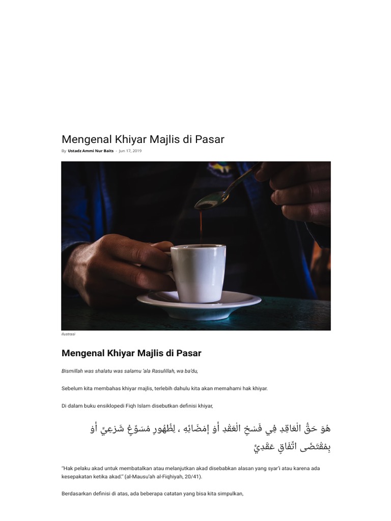 Mengenal Khiyar Majlis Di Pasar - Konsultasi Agama Dan Tanya Jawab ...