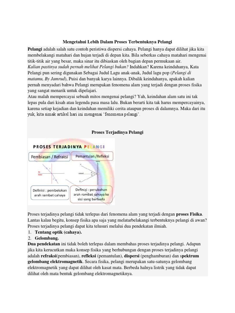 Mengetahui Lebih Dalam Proses Terbentuknya Pelangi | PDF