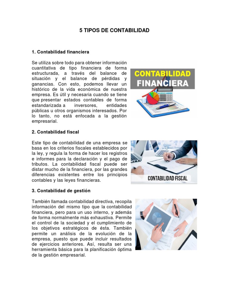 5 Tipos De Contabilidad | Contabilidad | Planificación