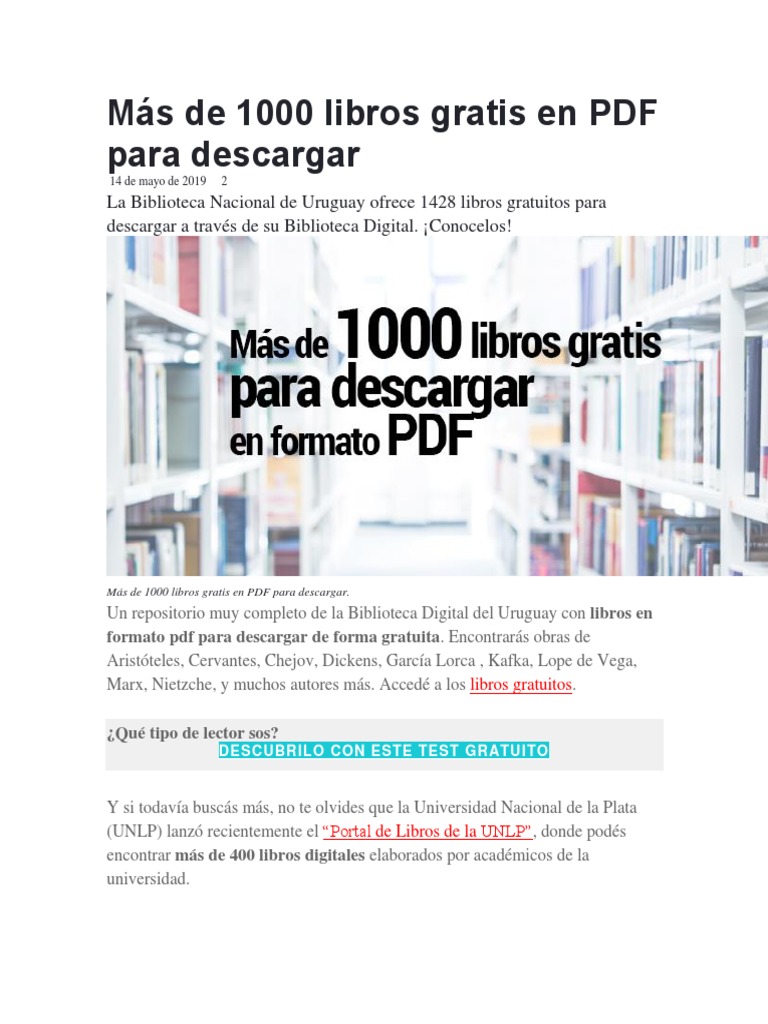 Más de 1000 Libros Gratis en PDF para Descargar | PDF