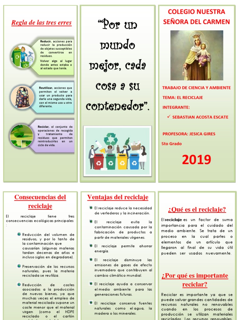 Triptico Reciclaje | PDF | Reciclaje | Energía renovable