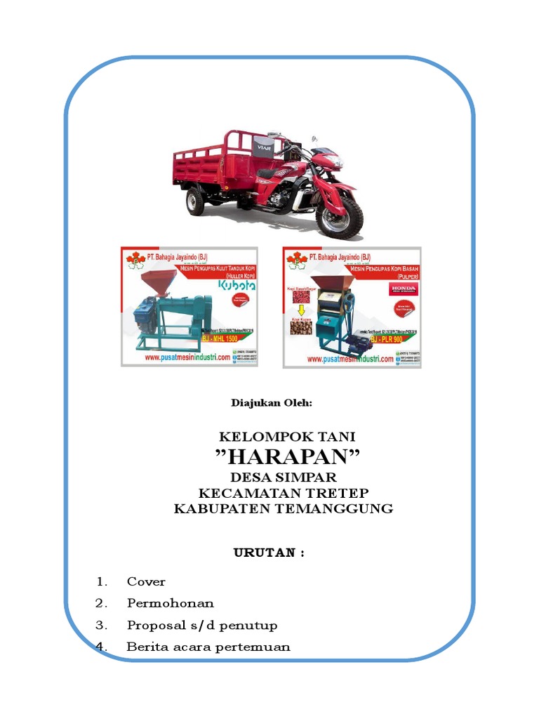 Proposal Bantuan Alsintan Kelompok Tani | PDF