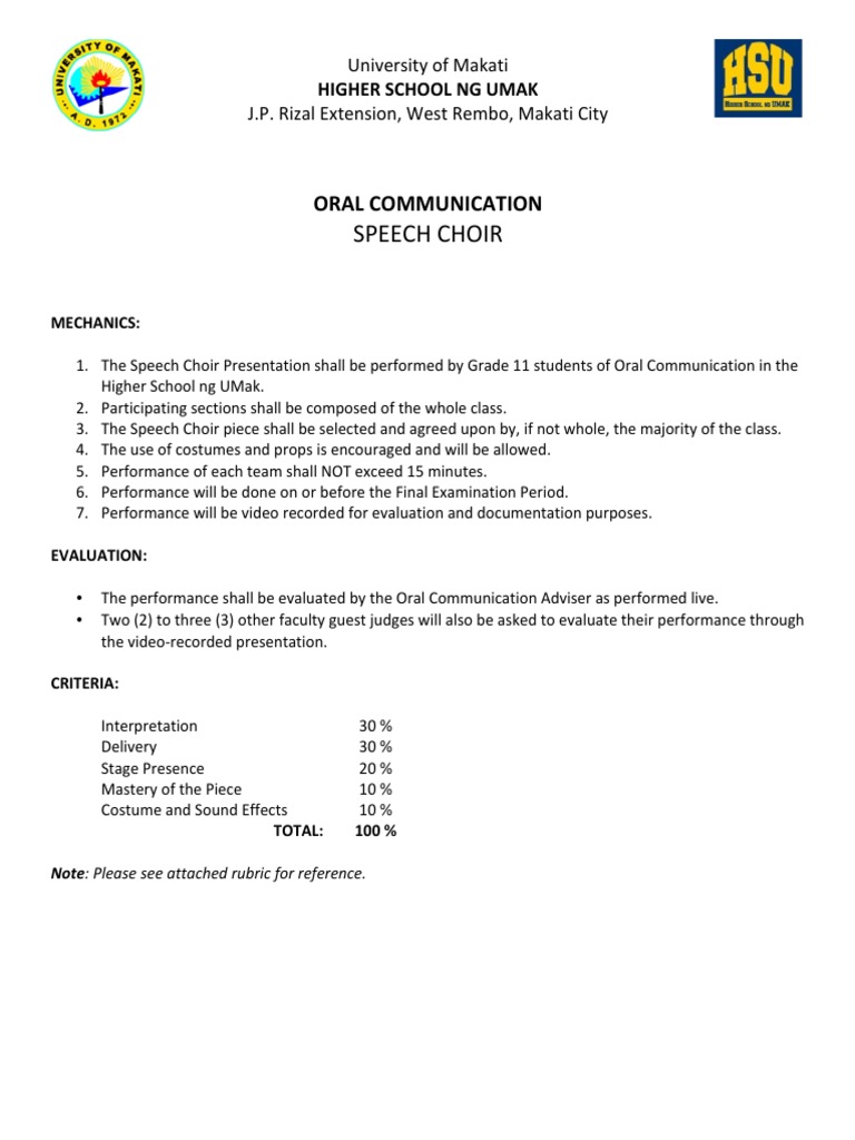 Speech Choir Mechanics | PDF | Speech | Nonverbal Communication