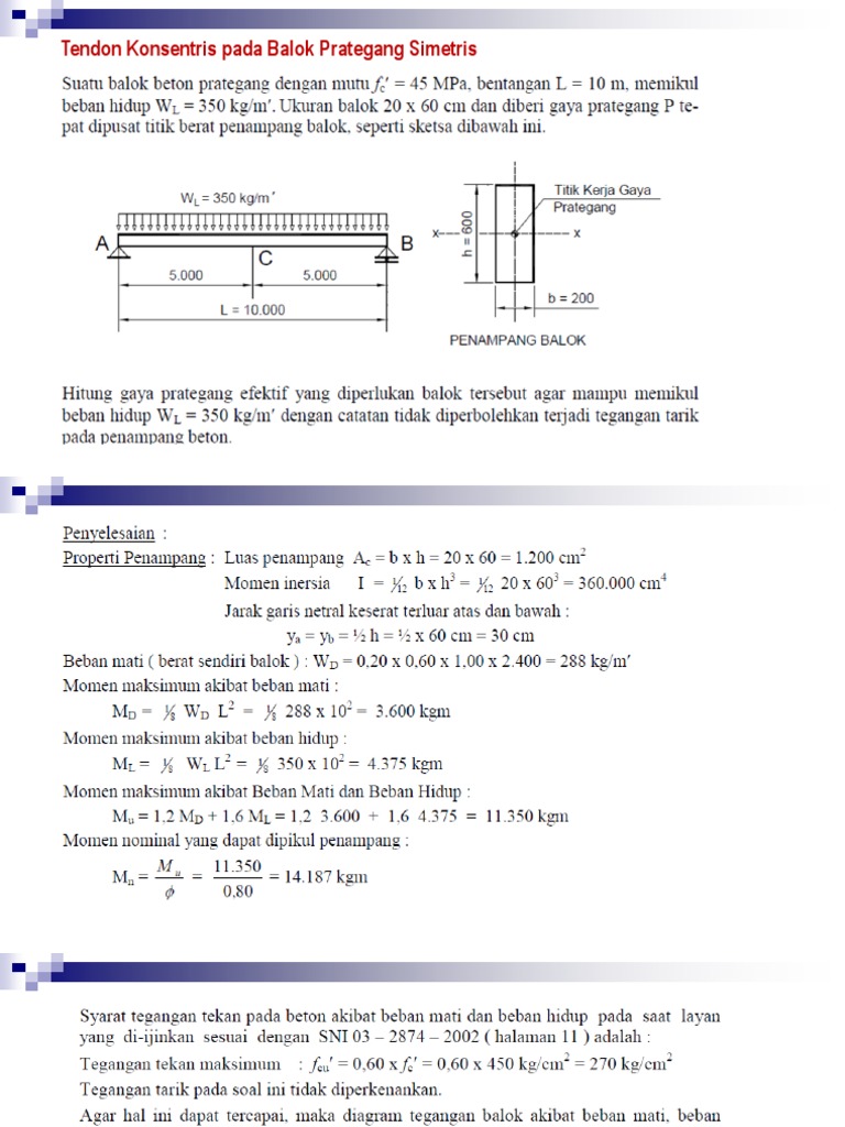 Soal PenyelesaianTendon Konsentris Dan Eksentris Pada Balok Prategang ...