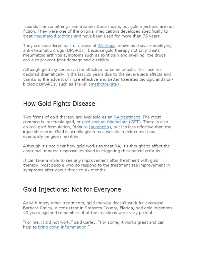 How Gold Fights Disease: Rheumatoid Arthritis RA Drugs | PDF ...